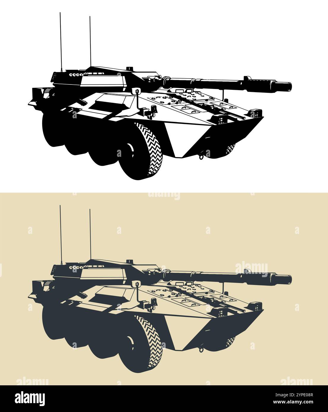 Heavy armoured fighting vehicle or wheeled tank, called a tank ...