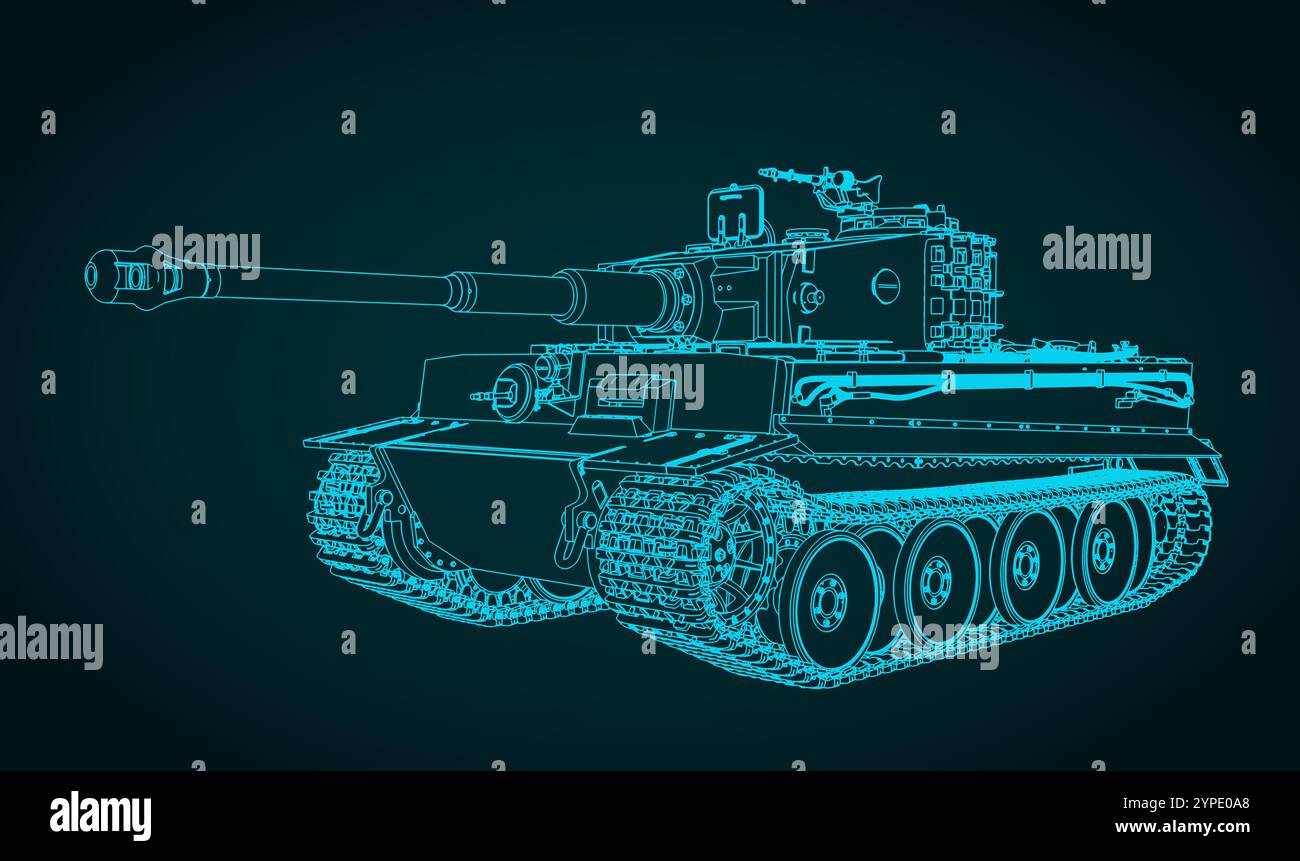 Stylized vector illustration of a heavy German tank from World War II ...