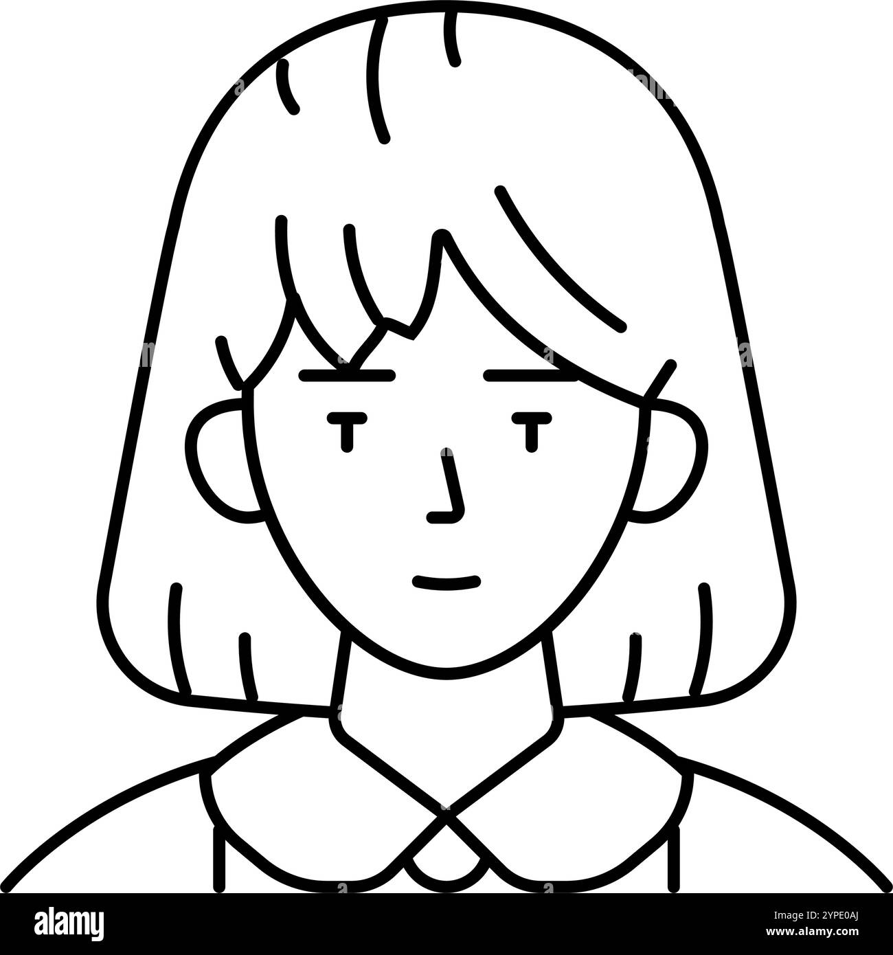 girl avatar japanese line icon vector illustration Stock Vector Image ...