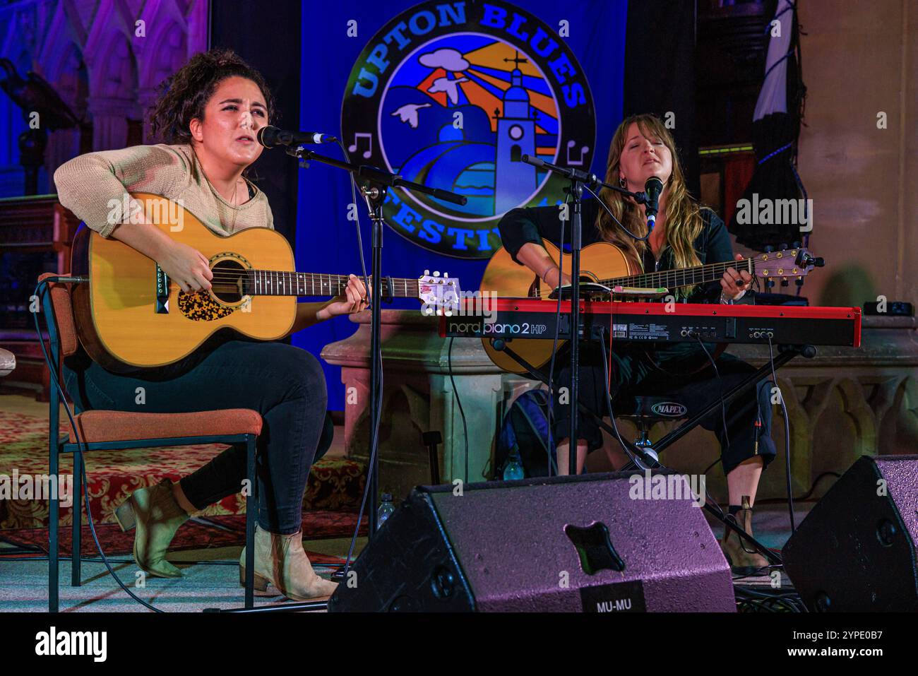 Welsh musicians Bella Collins and Jodie Marie performing at the 2023 ...