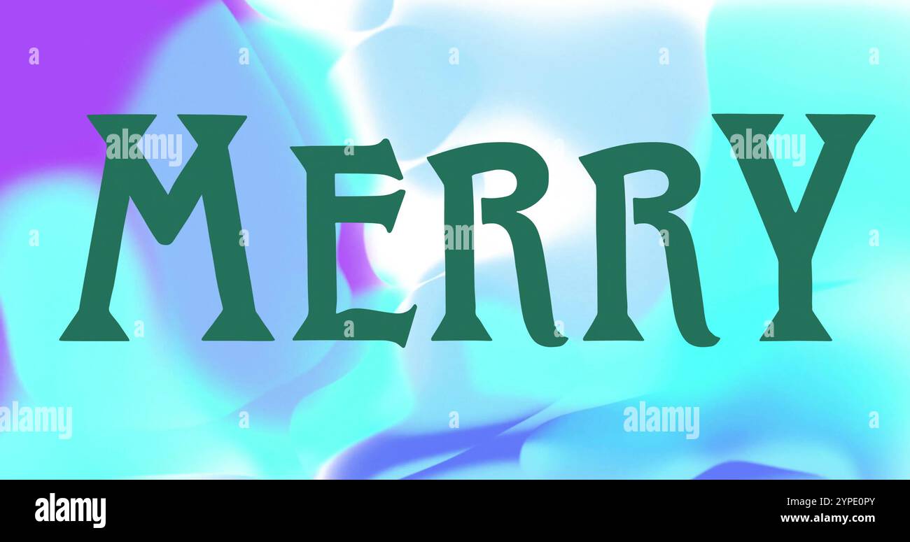 Image of merry text on blue background Stock Photo - Alamy