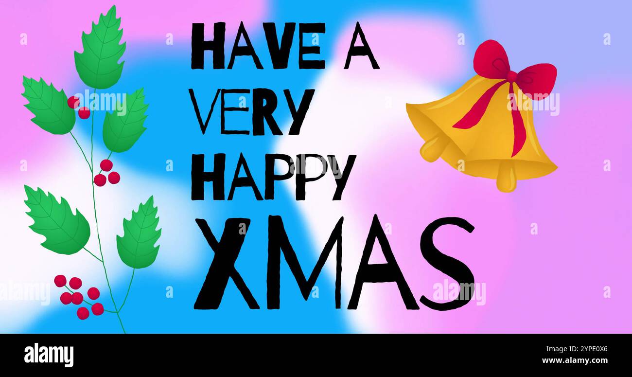 Image of have a very happy xmas text on colourful background Stock ...