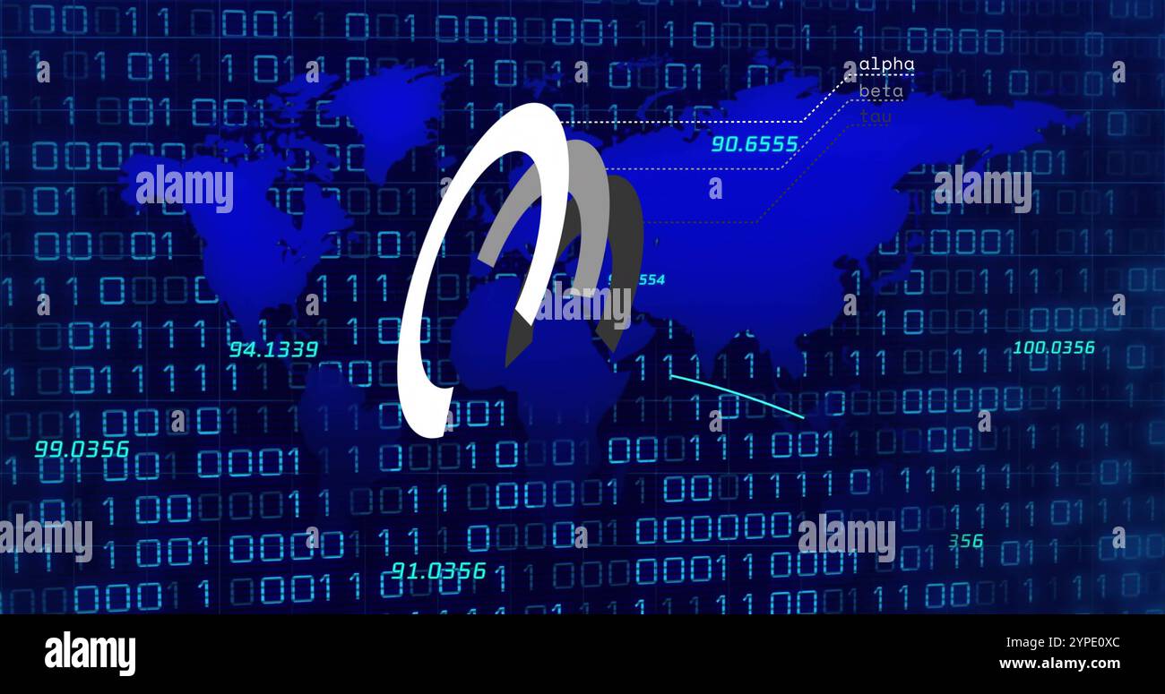 Image Of Circles And World Map Over Data Processing And Binary Coding 