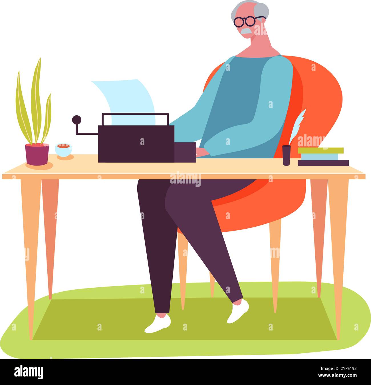 Man writing in vintage typewriter Stock Vector Images - Alamy