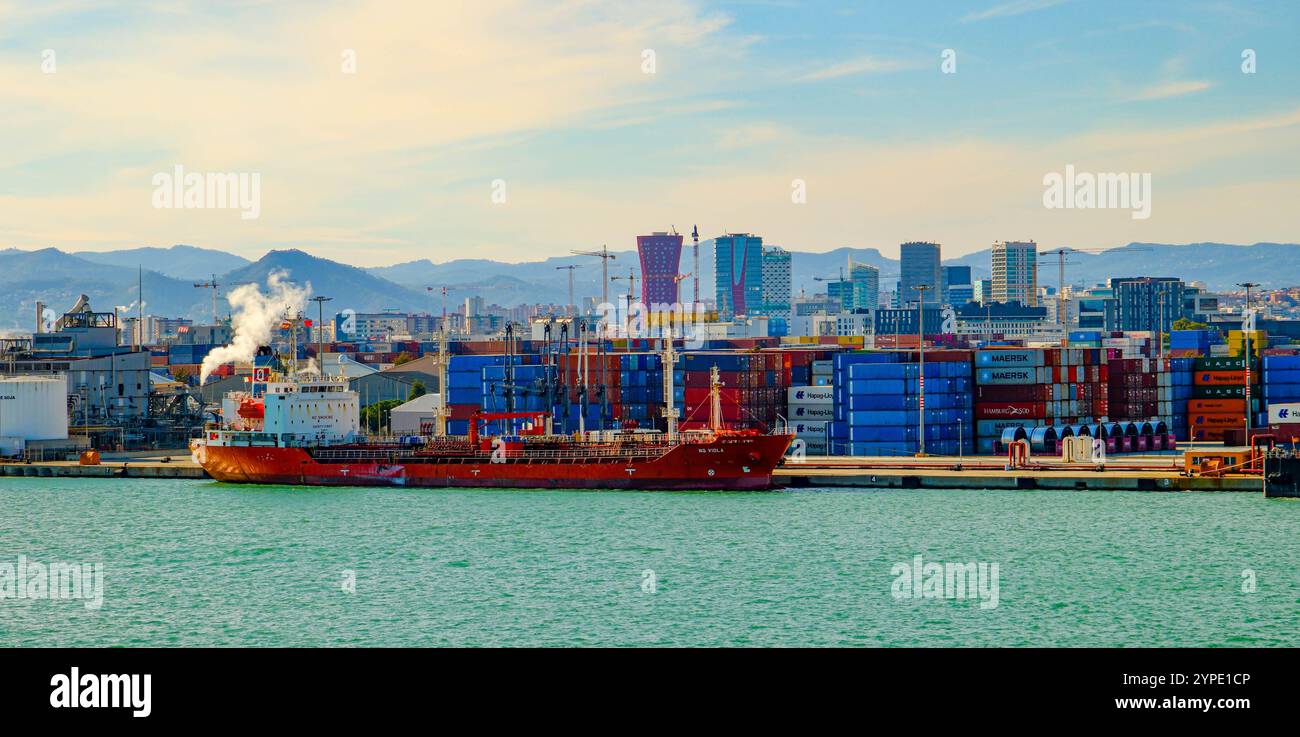 The NQ Viola Freighter in Freight Harbor in Barcelona Spain Stock Photo ...