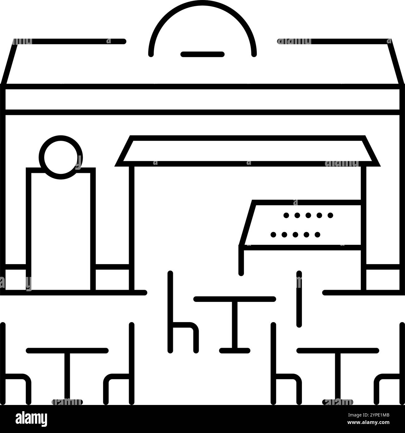 outdoor seating street food cafe line icon vector illustration Stock ...