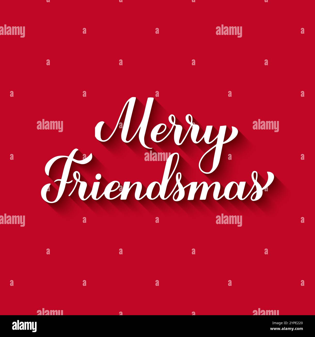Merry Friendsmas calligraphy hand lettering on red background. Funny ...