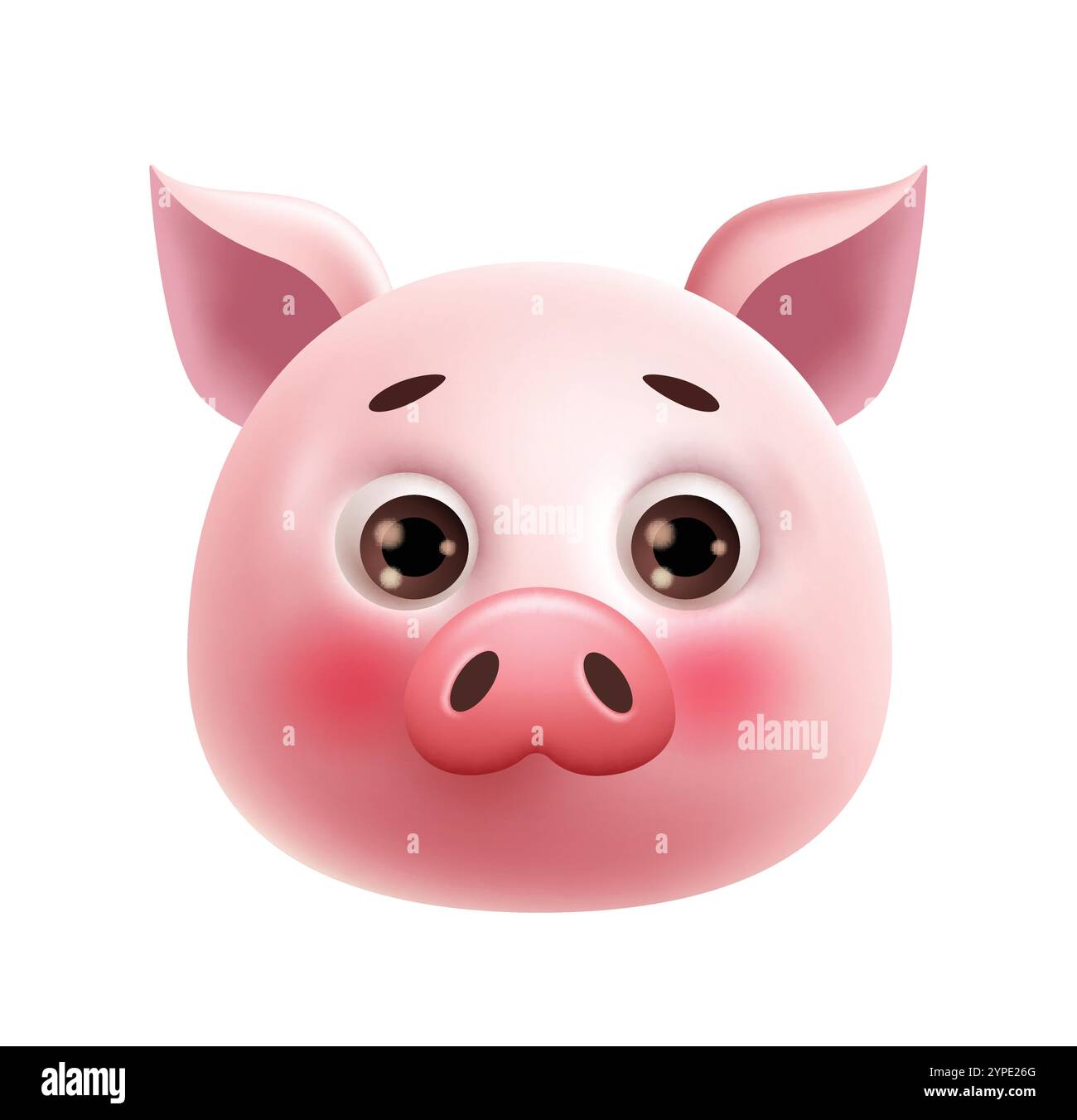 Pig emoji 3d clipart character. Emoji pig character in rosy blush ...