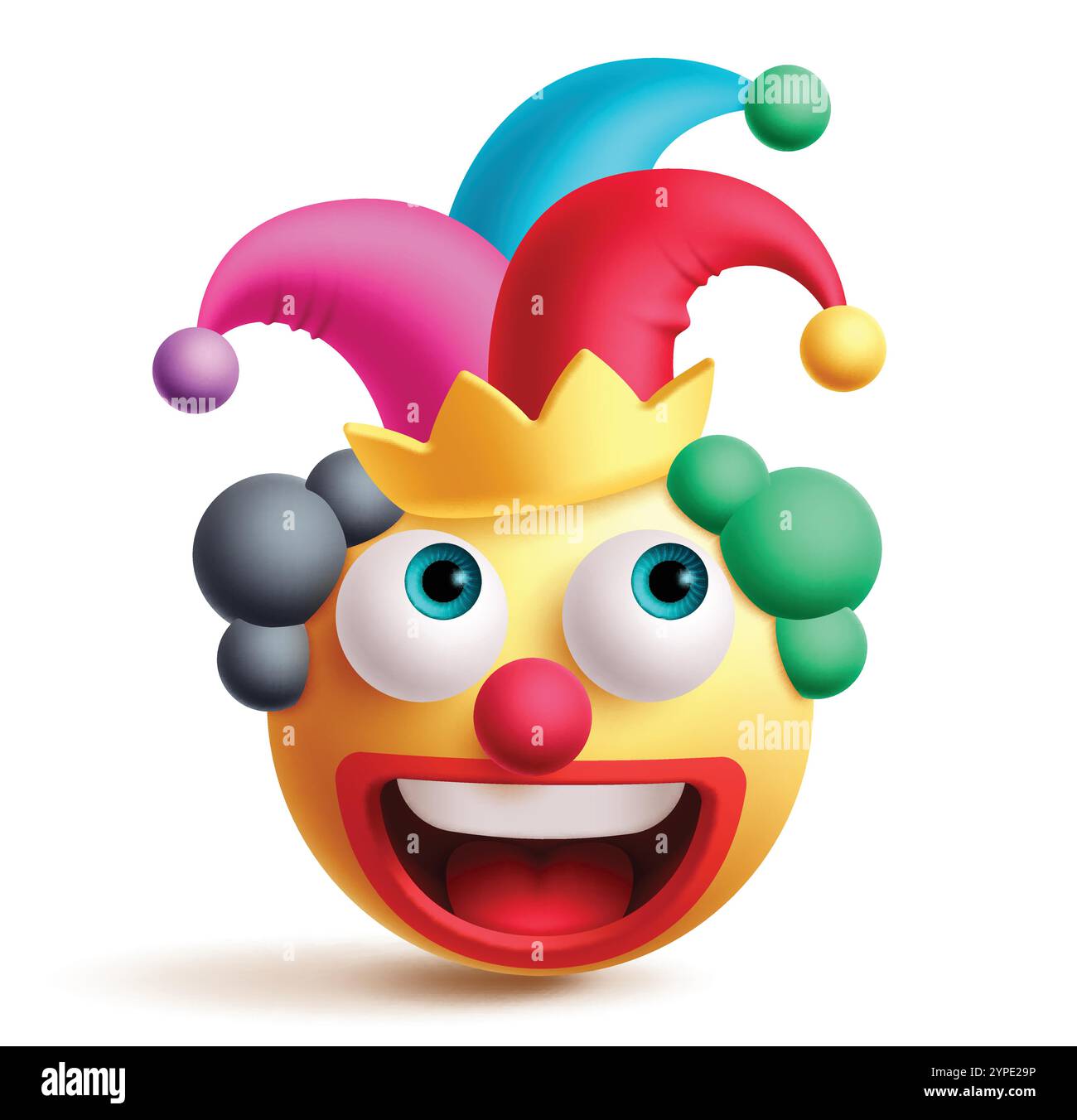 Clown emoji 3d clipart character. Emoji joker buffoon character in ...