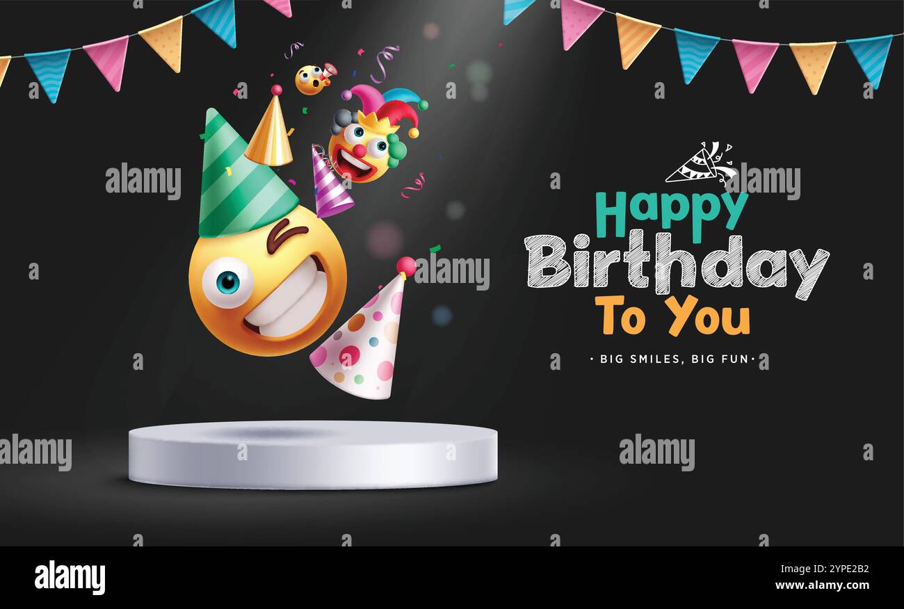Emojis birthday clipart design. Happy birthday emoji characters in ...