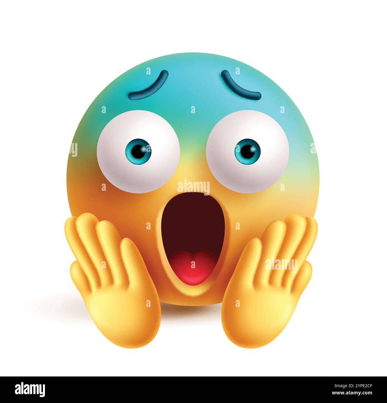 Surprise emoji 3d clipart character. Emoji character in shocked, open ...