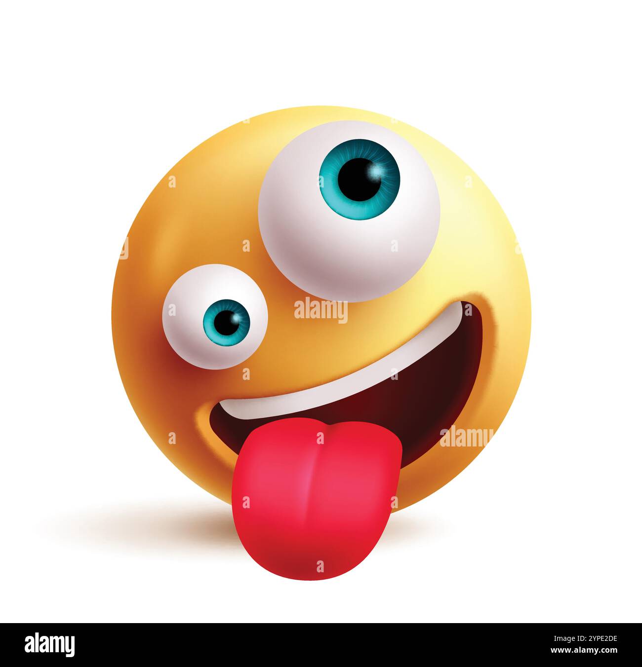 Crazy emoji clipart 3d character. Goofy emoji face with big eyes, tongue, silly, joking, joyful ...
