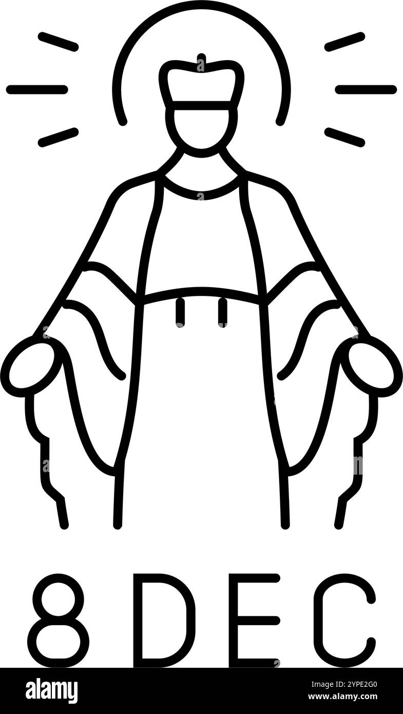 immaculate conception feast catholic holiday line icon vector illustration Stock Vector Image ...