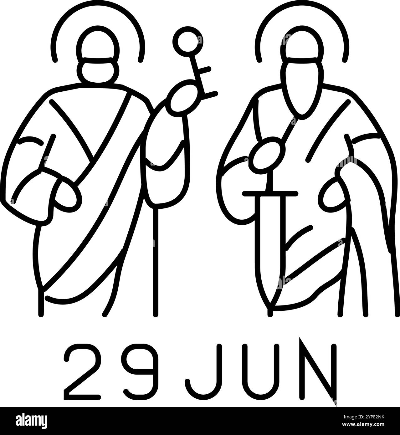 st peter and st paul feast catholic holiday line icon vector ...