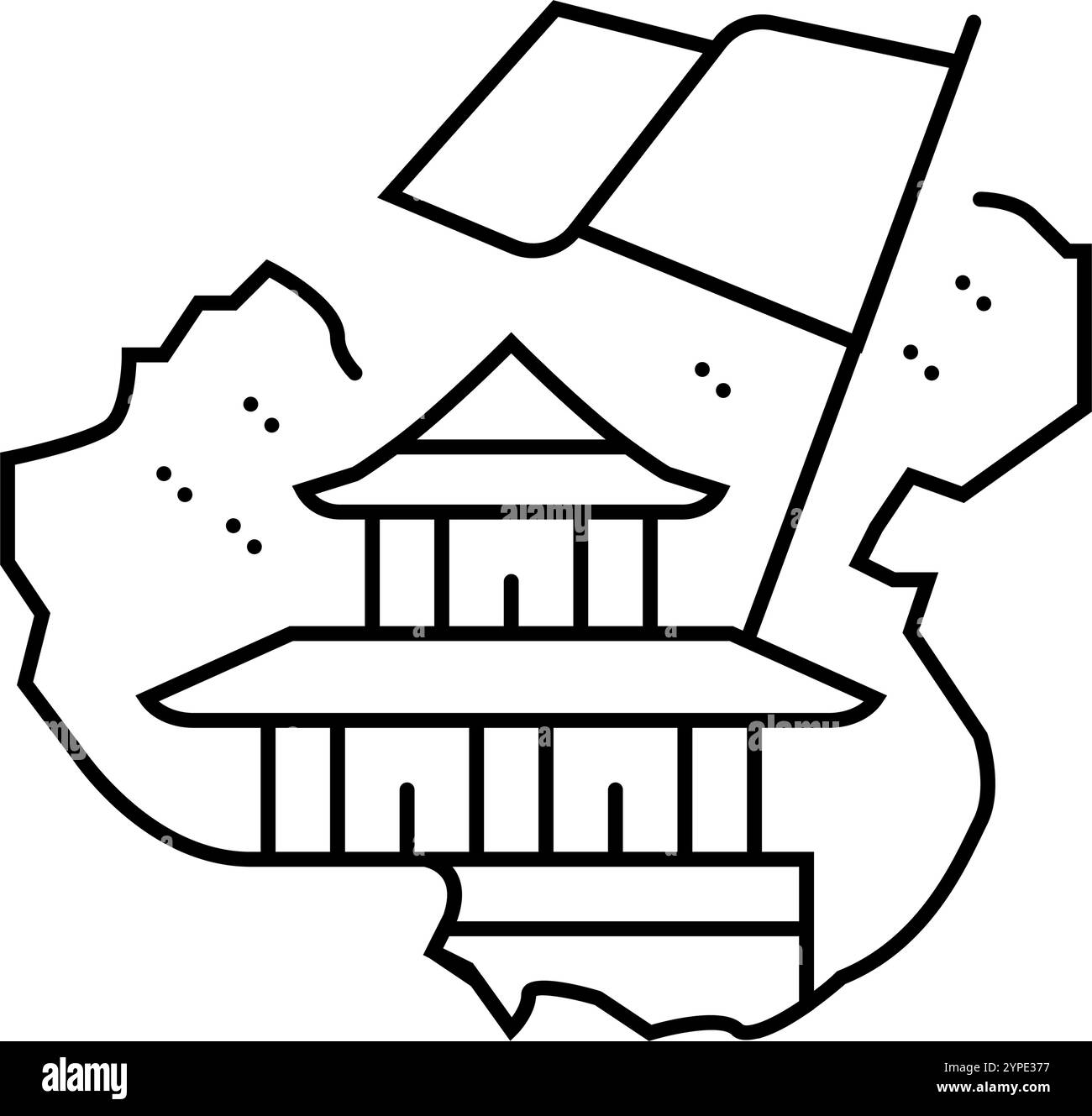 national day of the republic of china line icon vector illustration ...