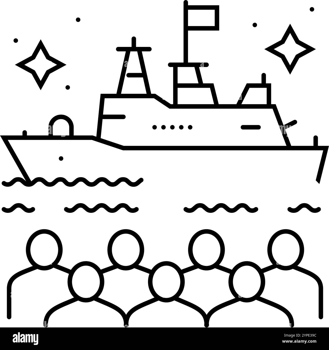 navy day chinese holiday line icon vector illustration Stock Vector ...