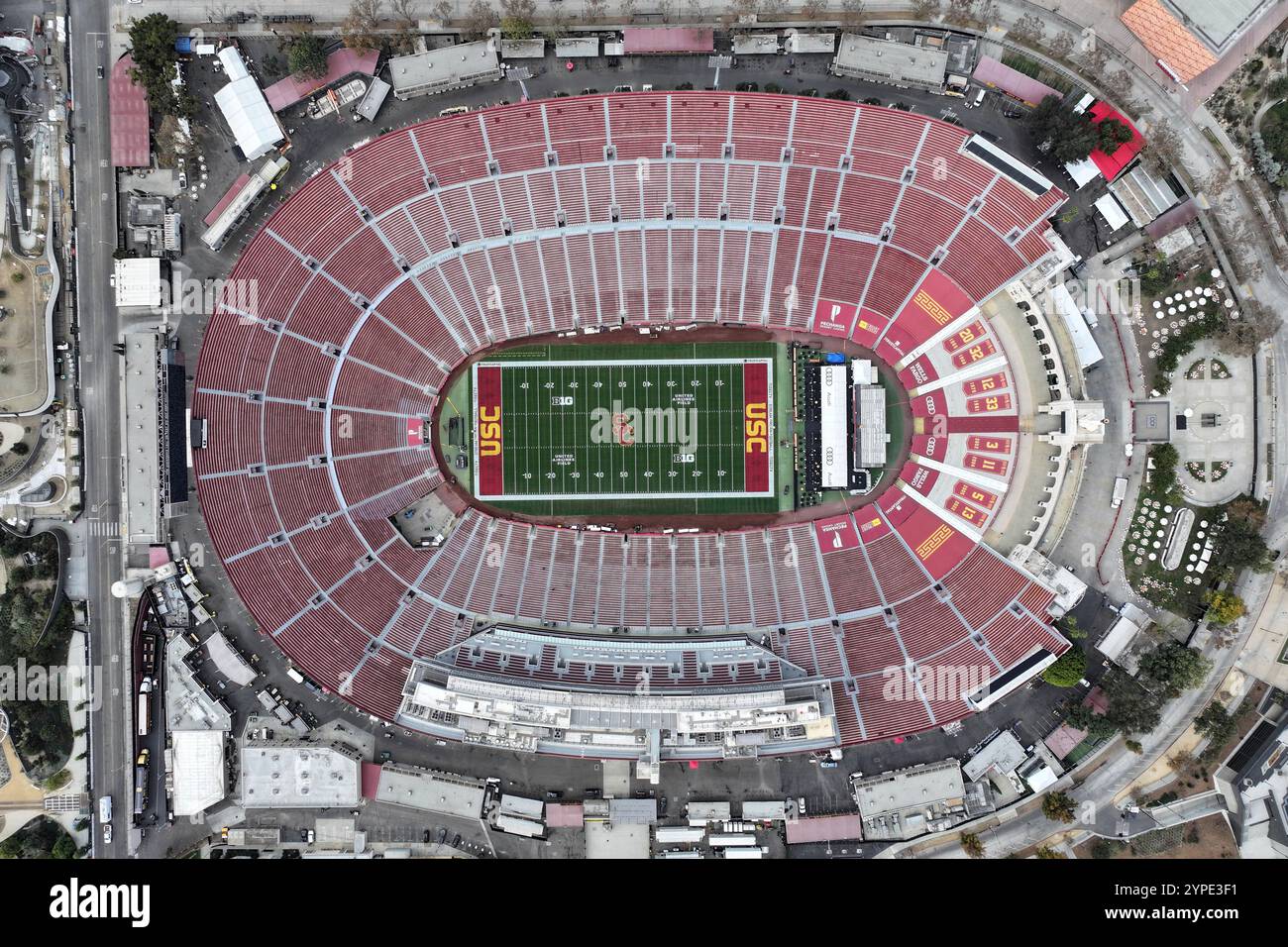 A general overall aerial view of the Los Angeles Memorial Coliseum ...