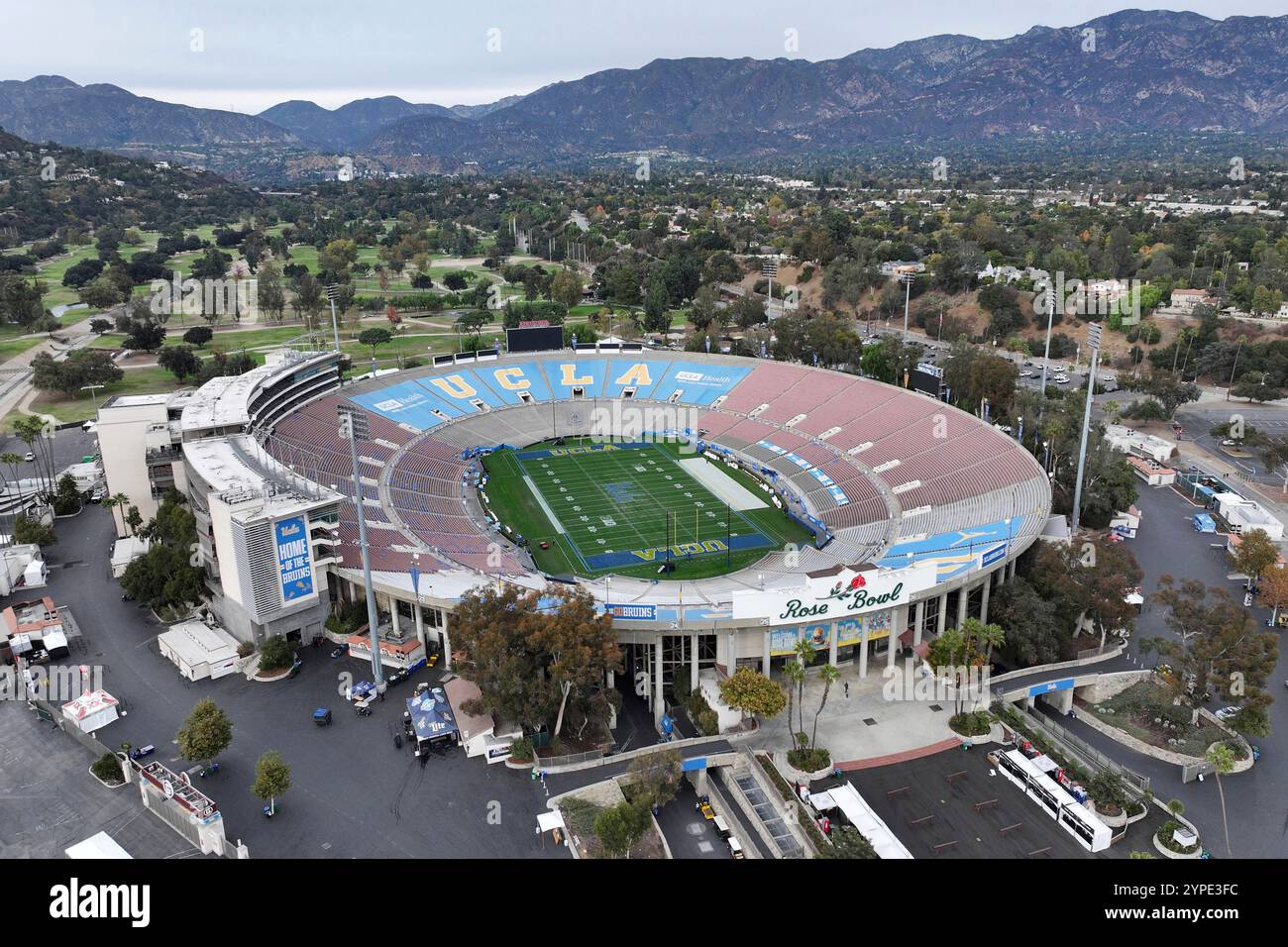 A general overall aerial view of the Rose Bowl stadium, Nov. 29, 2024 ...