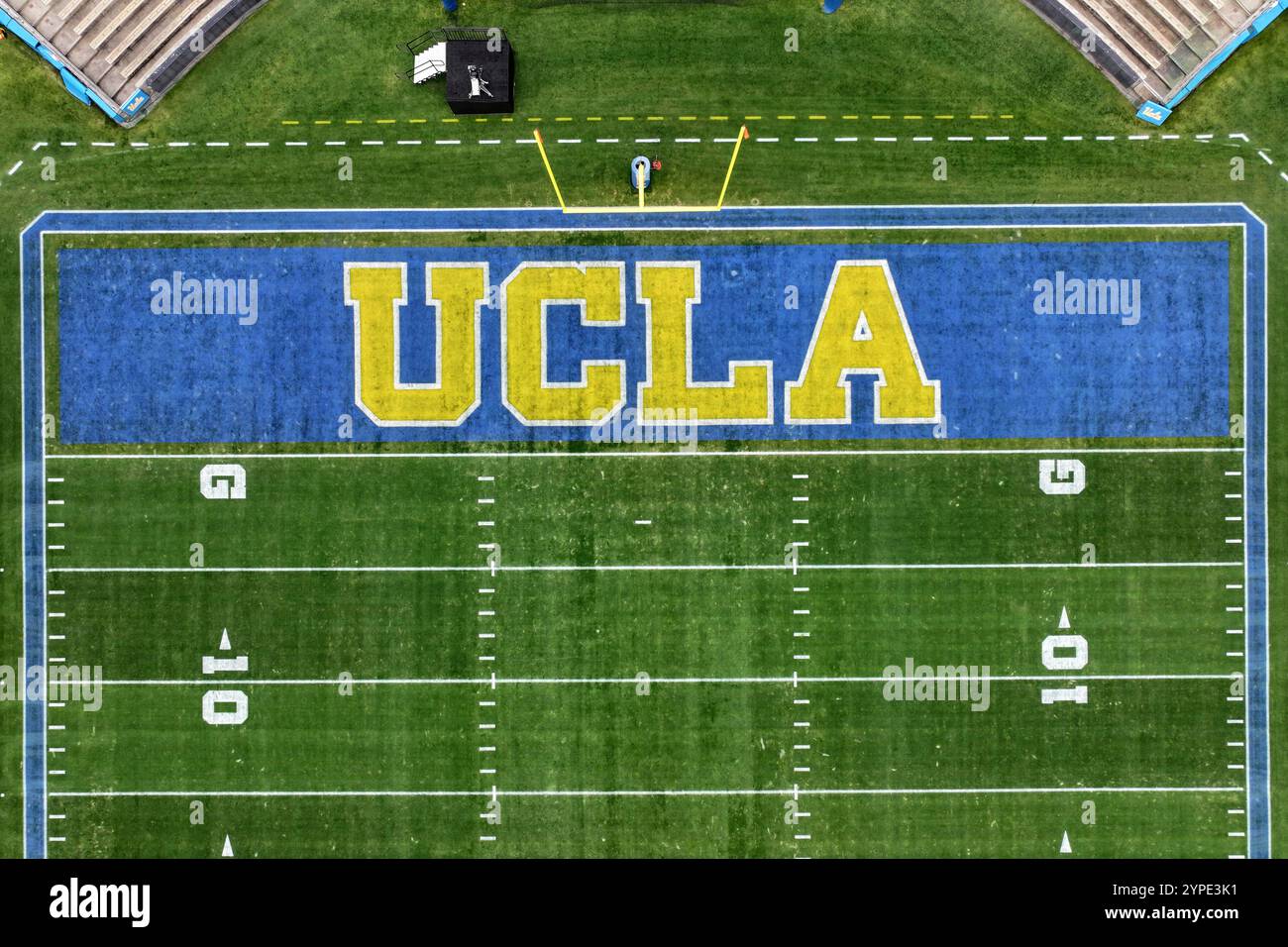 The UCLA Bruins and Big Ten Conference logos on the football field at ...
