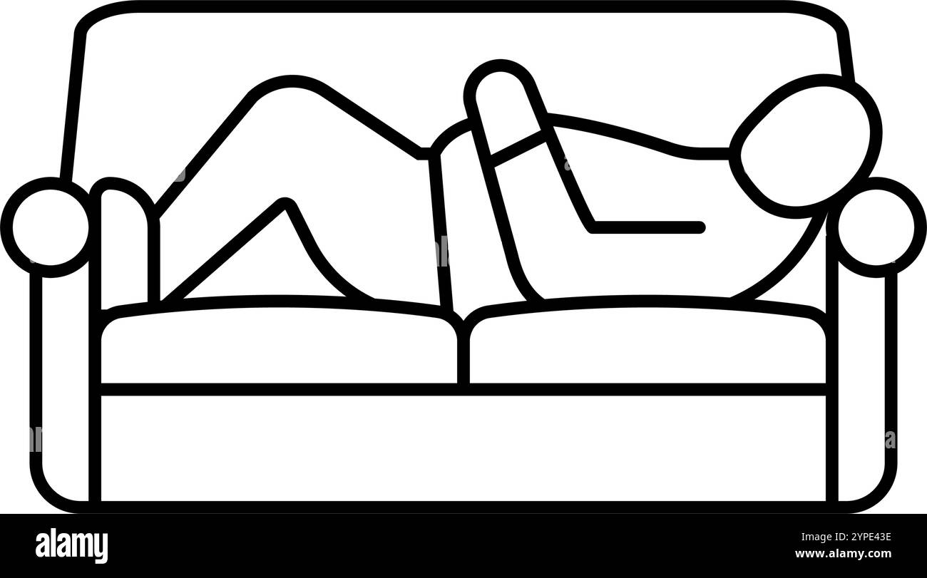 sedentary lifestyle obesity overweight line icon vector illustration ...