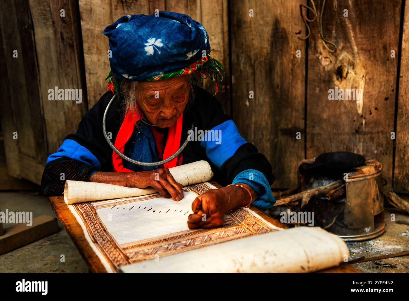 Ha Giang - January 15, 2024: Linen weaving - traditional cultural ...
