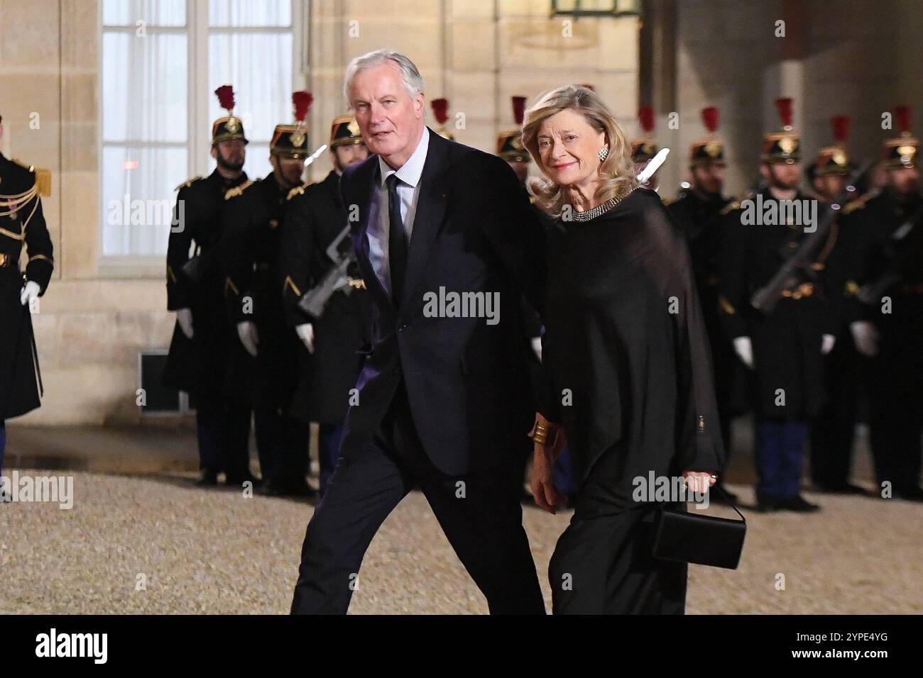 Paris, France. 28th Nov, 2024. Michel Barnier, Isabelle Altmayer ...