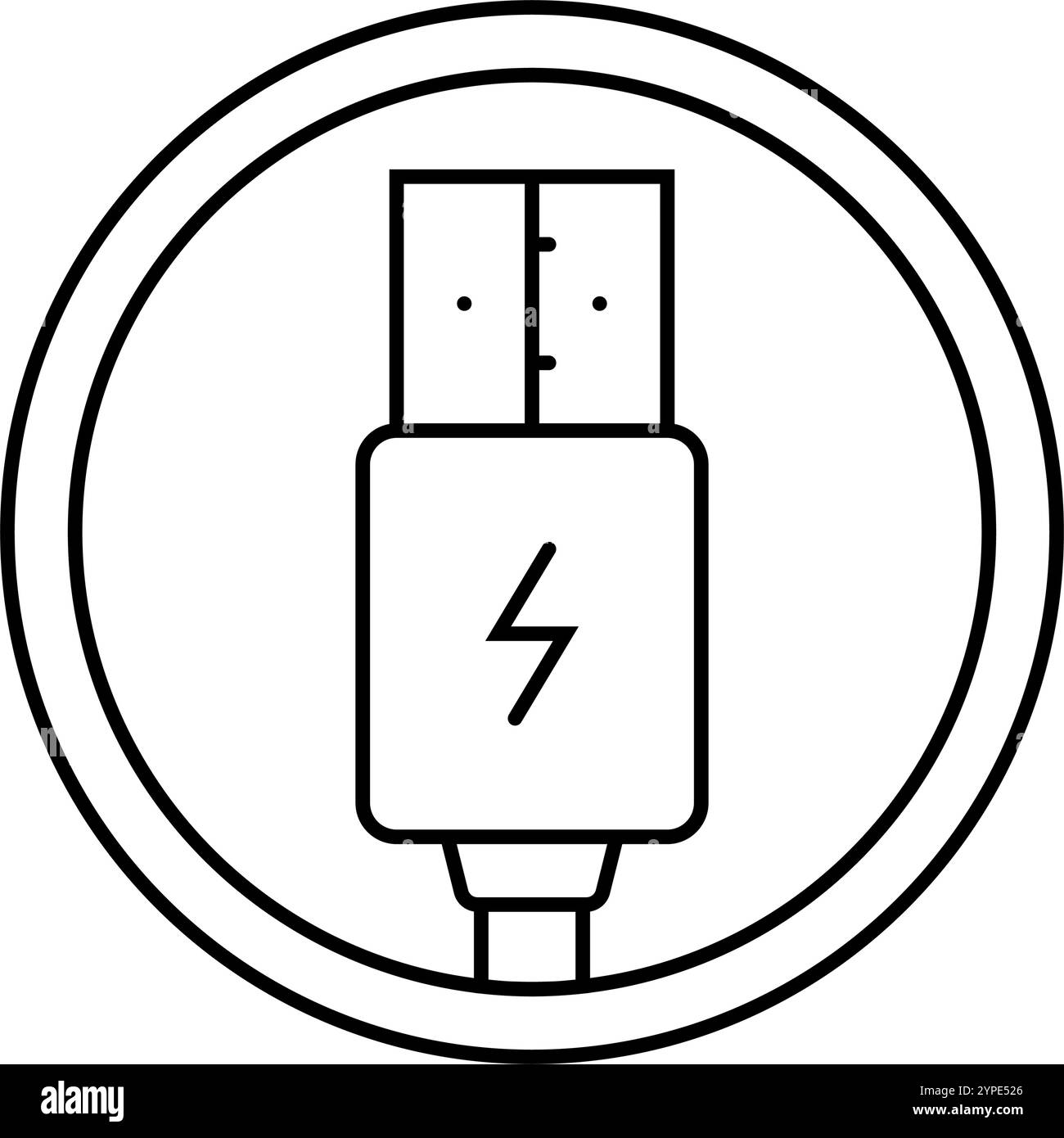 usb charging label product caution line icon vector illustration Stock ...