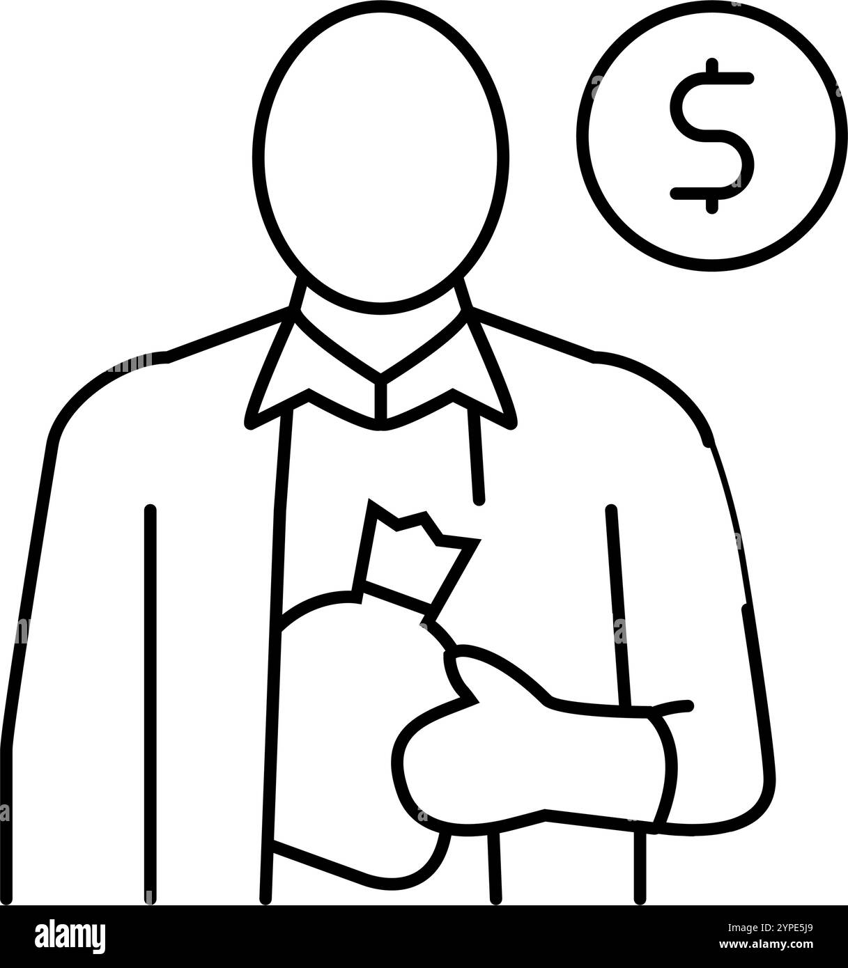 embezzlement money business cash line icon vector illustration Stock ...