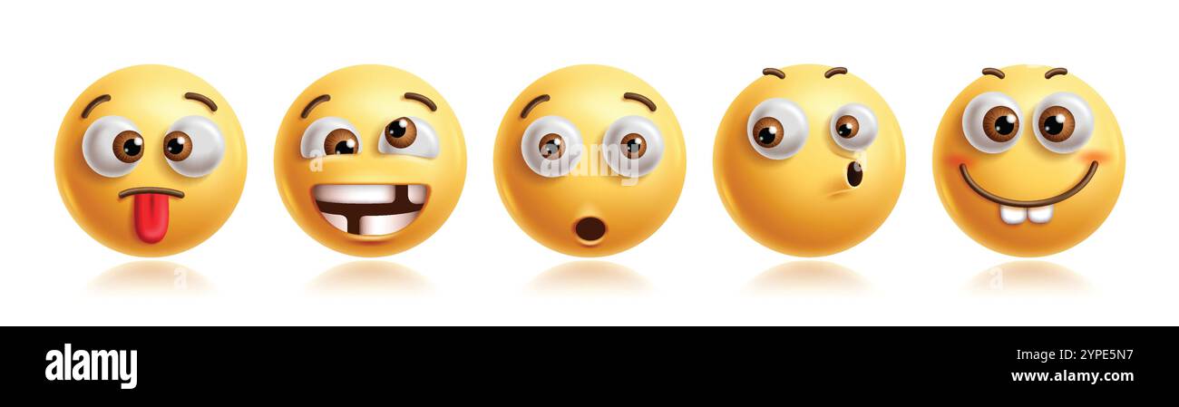 Goofy emojis clipart characters set. Emoji 3d character in silly ...