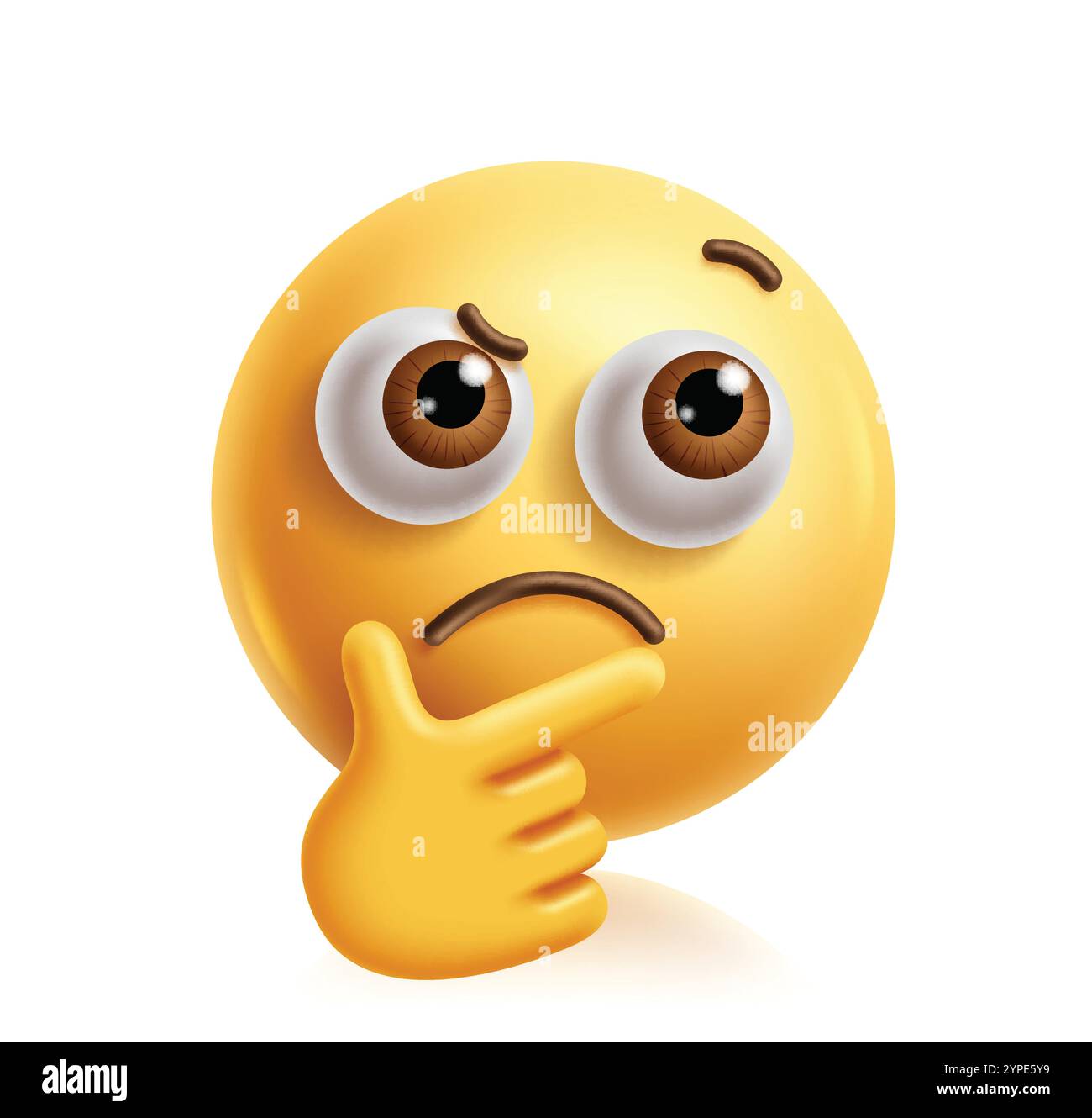 Confused emoji clipart 3d character. Thinking emoji face with hand ...