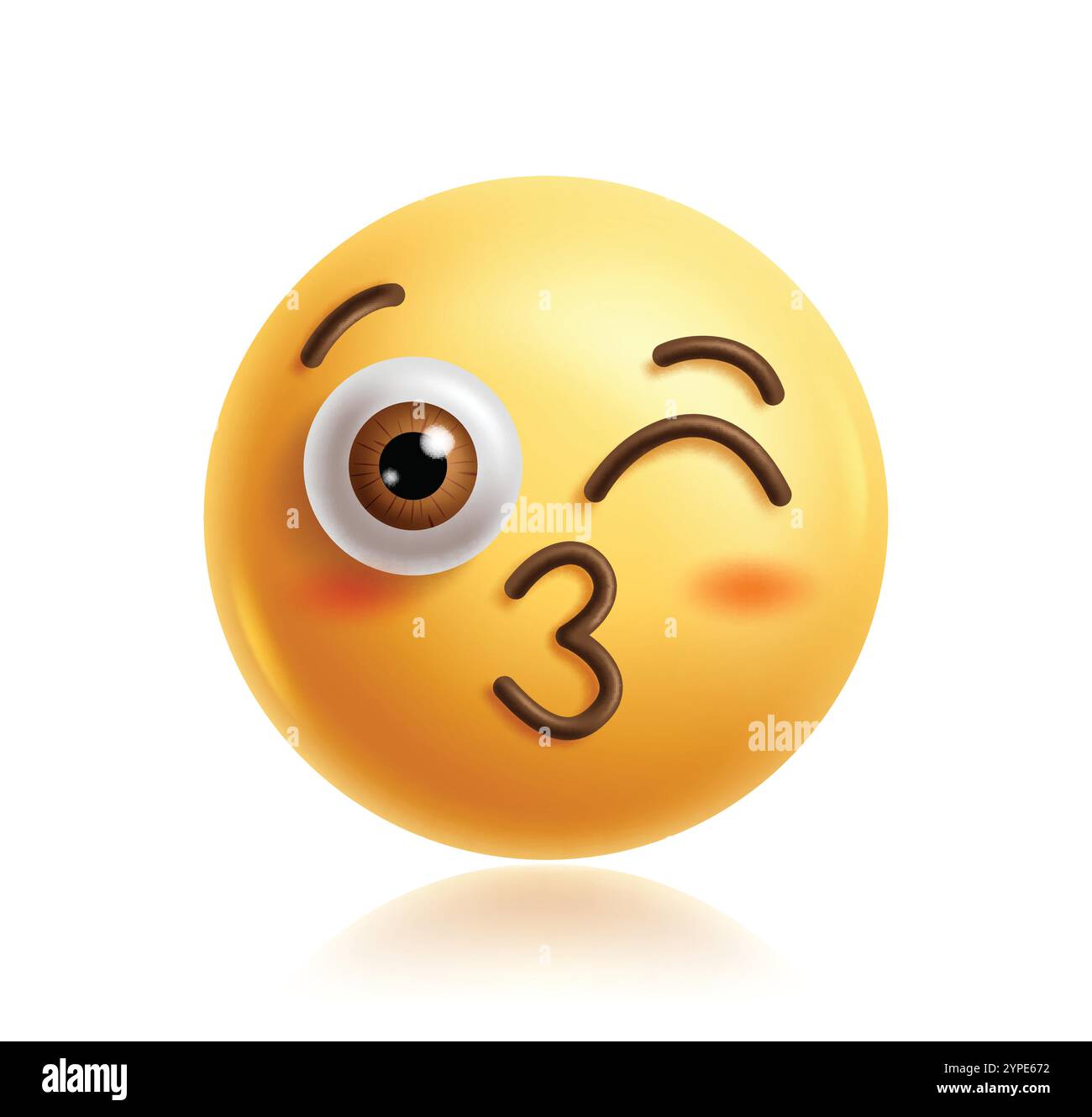 Kiss emoji 3d clipart character. Emoji face winking character in ...