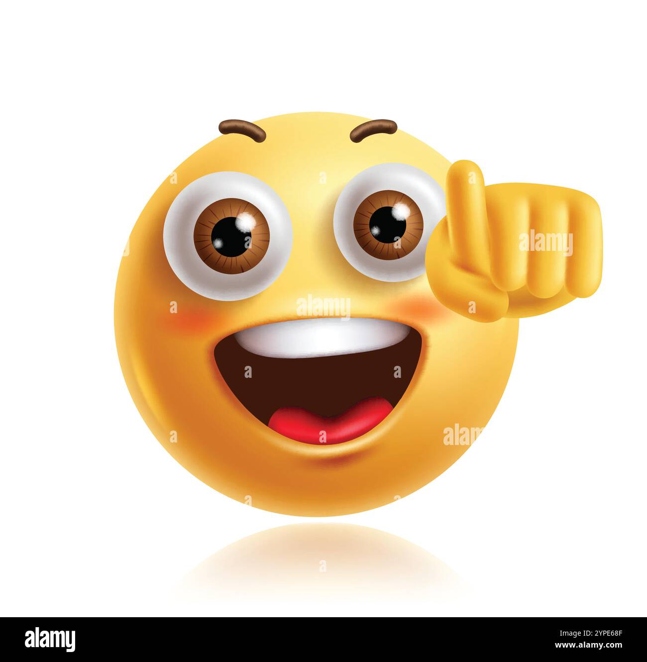 Pointing hand emoji clipart 3d character. Emoji face character in happy ...