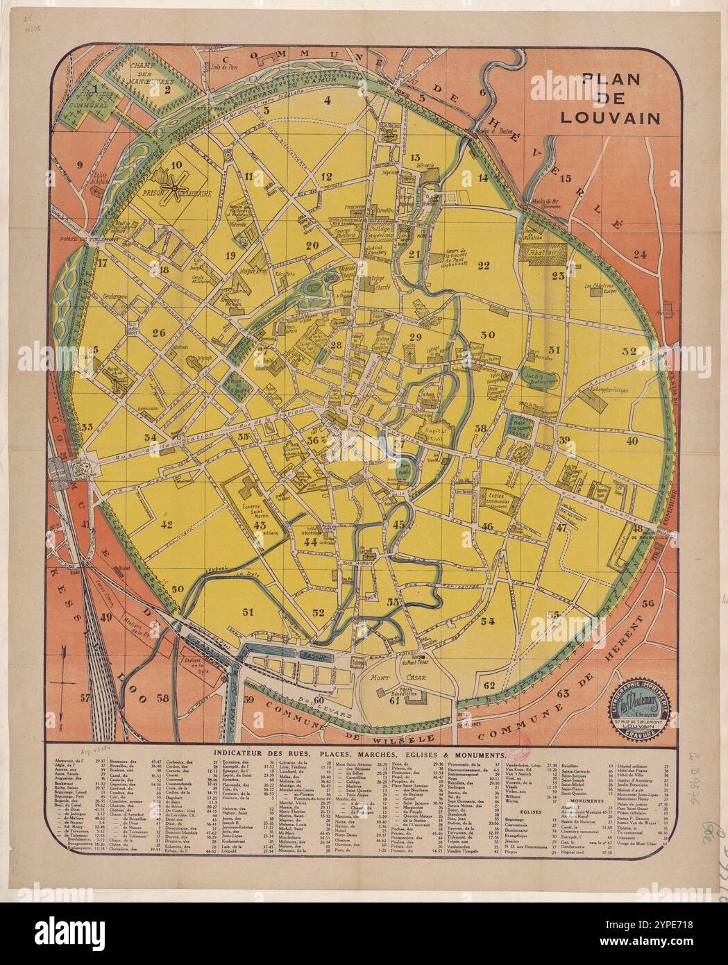 City plan of Leuven, c. 1890 Stock Photo - Alamy
