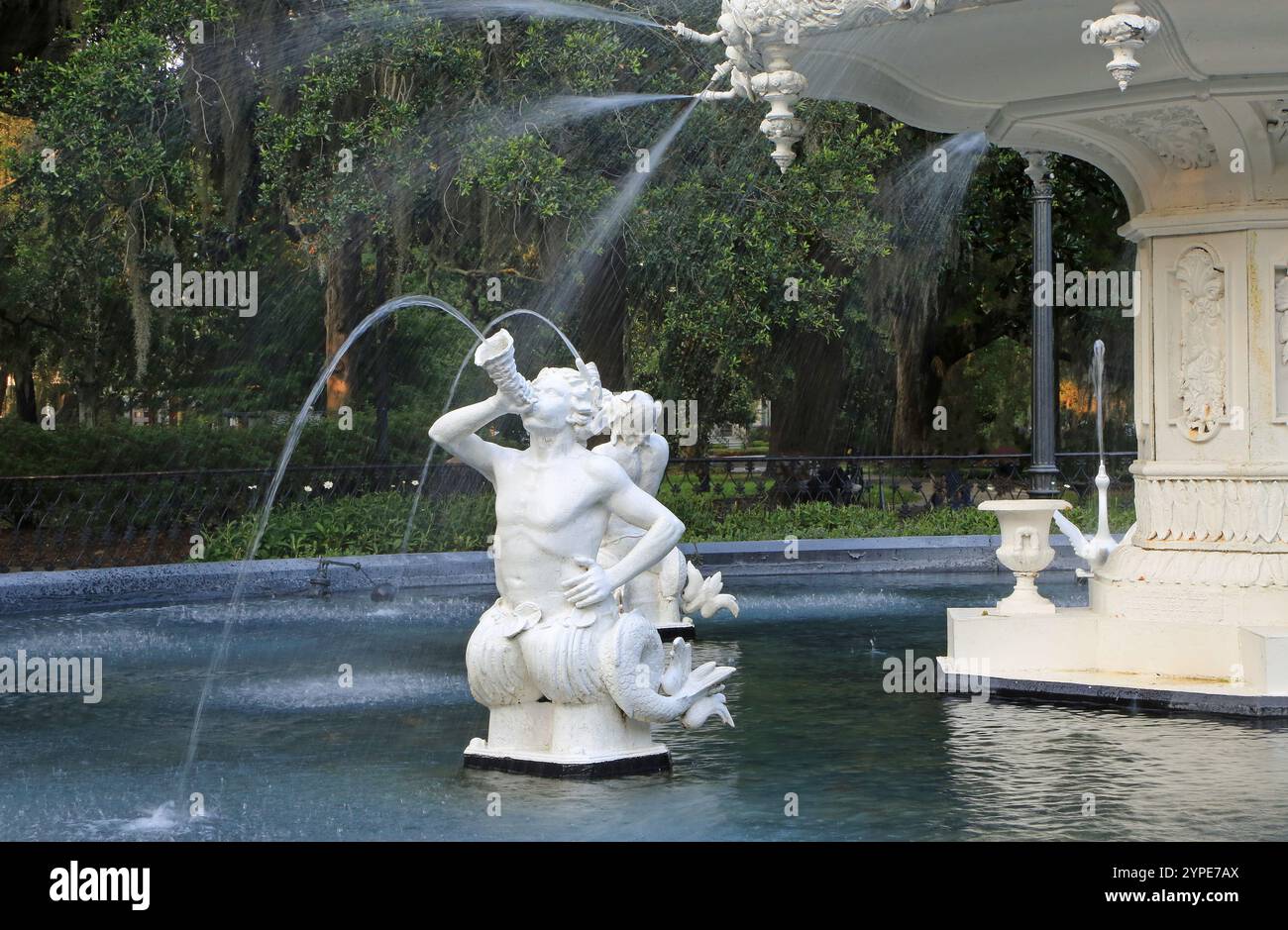 The statue of Forsyth Fountain - Savannah, Georgia Stock Photo - Alamy