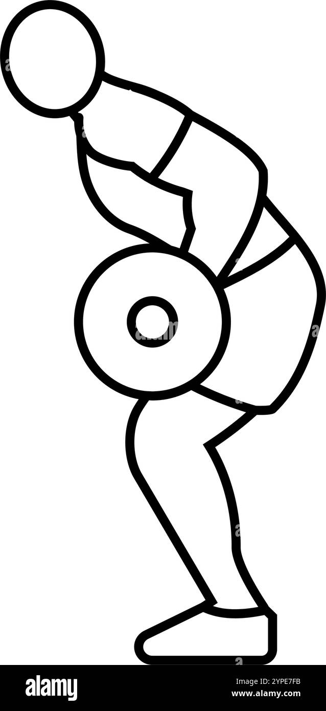 bent over rows arm fitness exercise line icon vector illustration Stock ...