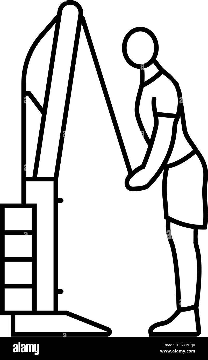 cable tricep pushdowns arm fitness exercise line icon vector ...
