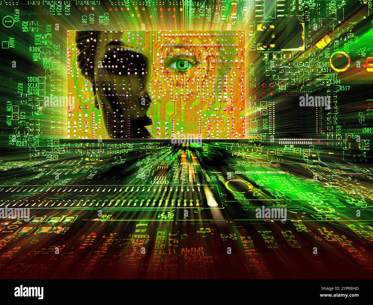 Conceptual illustration of artificial intelligence (AI) surveillance ...