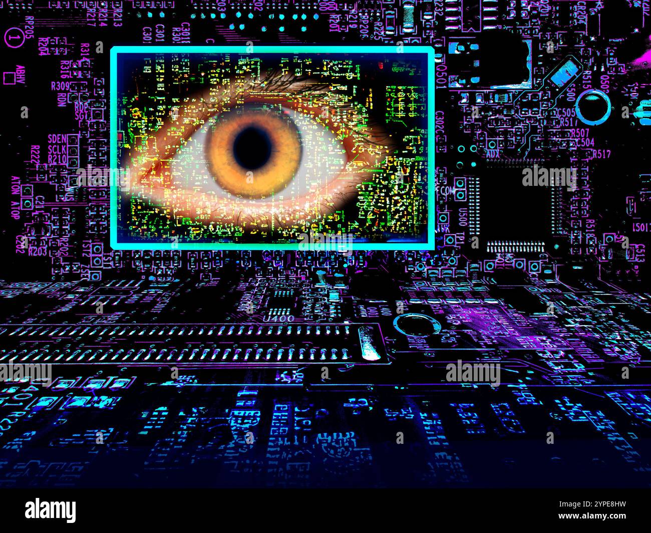 Conceptual illustration of artificial intelligence (AI) surveillance ...