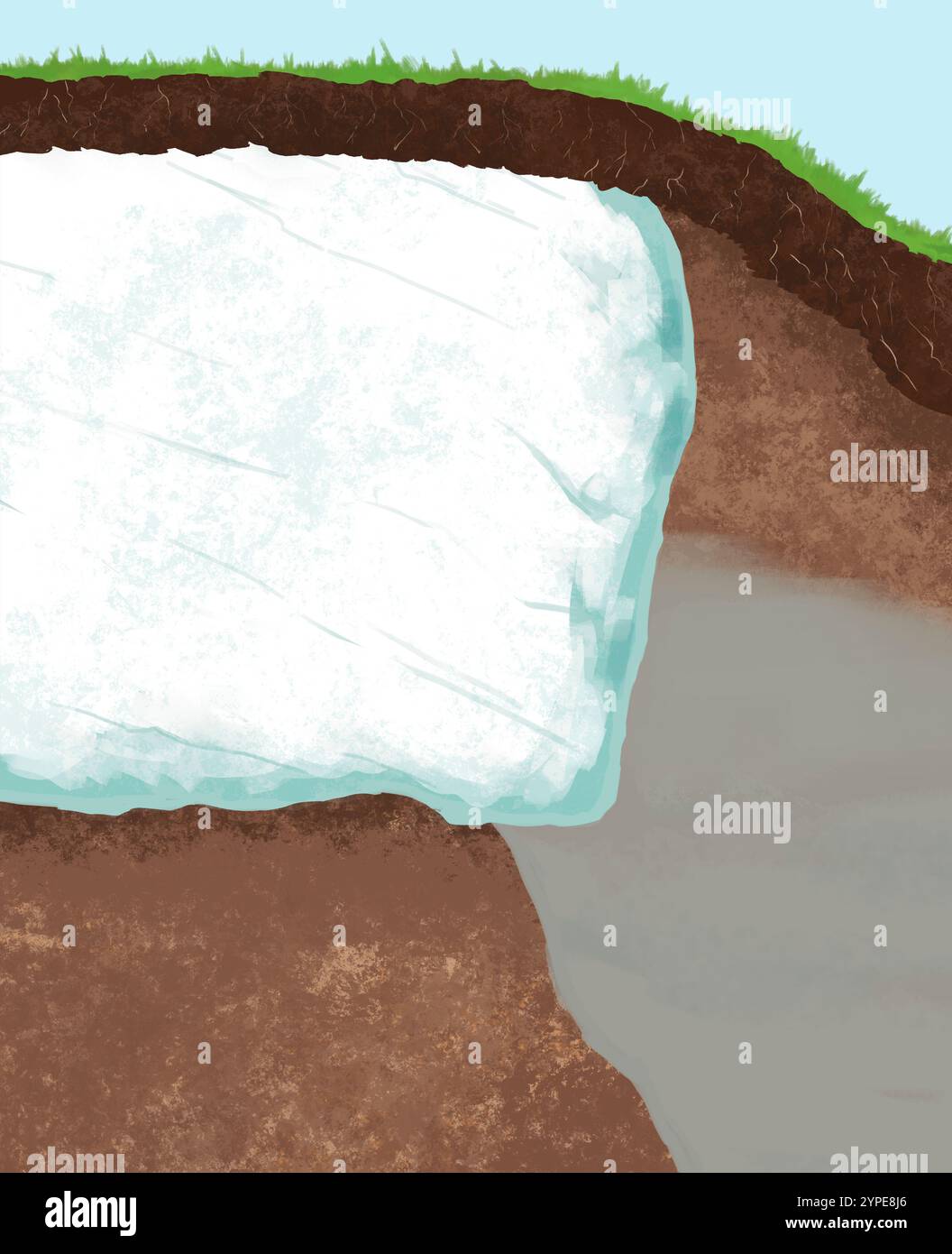 Pingo permafrost soil profile, illustration. Soil profile for pingo ...