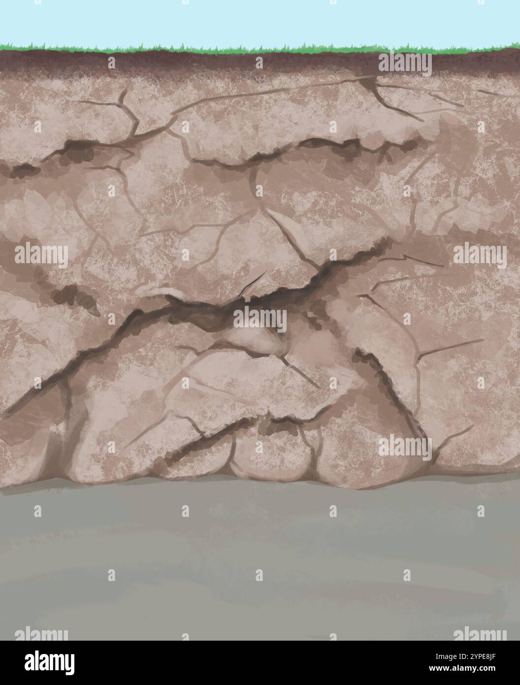Alpine permafrost soil profile, illustration. Soil profile for alpine ...