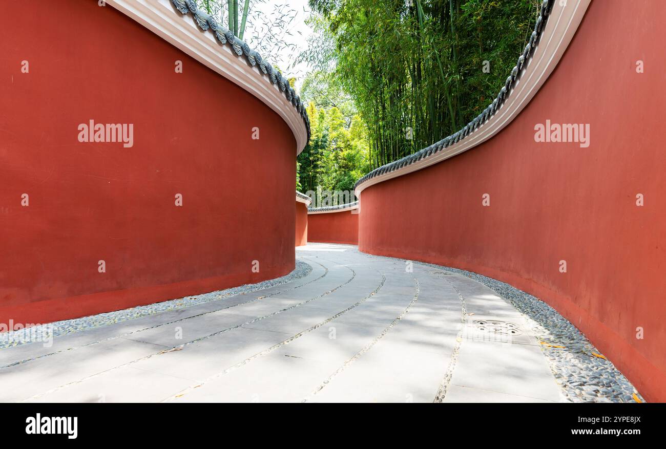 Red wall of Wangjiang Tower Park, Chengdu, Sichuan, China Stock Photo ...