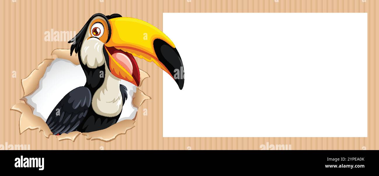 Colorful toucan emerging from torn paper frame Stock Vector Image & Art ...