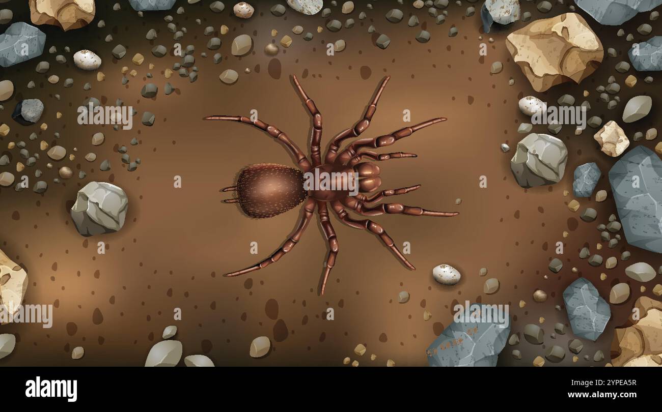 A spider on soil surrounded by rocks Stock Vector Image & Art - Alamy