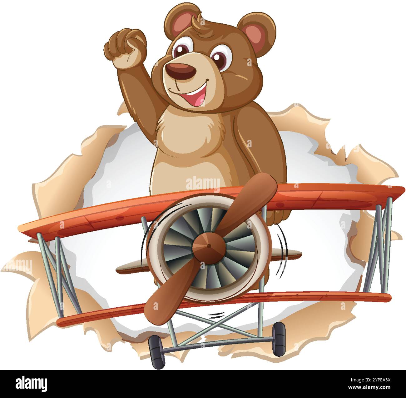 A cheerful bear flying a vintage airplane Stock Vector Image & Art - Alamy