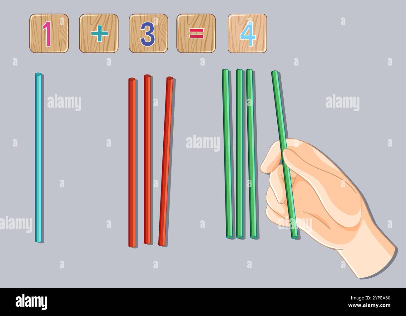 Illustration of basic addition using colored sticks Stock Vector Image ...