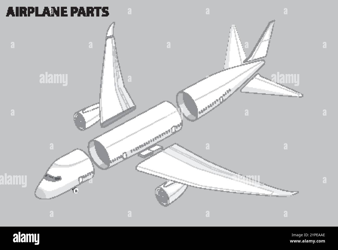 Vector illustration of disassembled airplane components Stock Vector ...