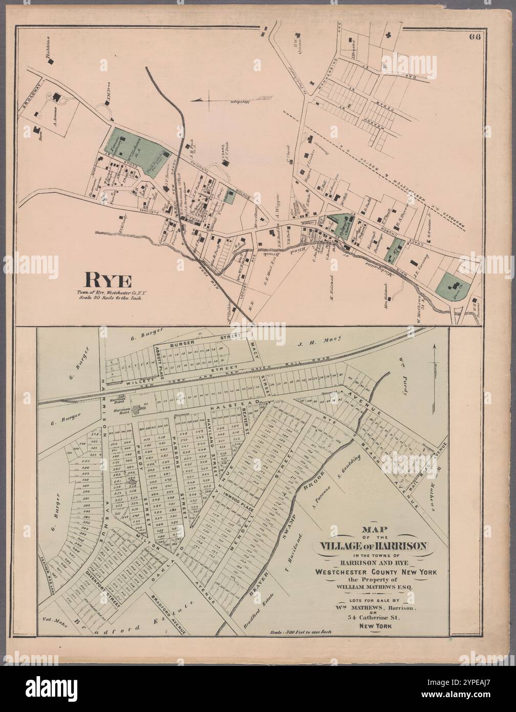 Plate 66: Rye, Town of Westchester Co. N.Y. - Map of the Village of ...