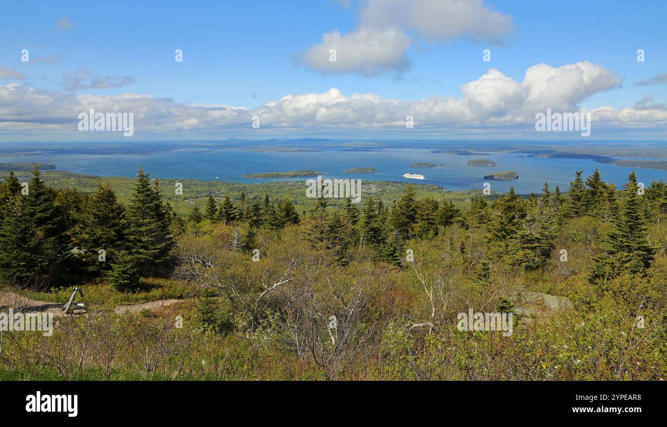 Wide view from Cadillac Mountain, Acadia national Park, Maine Stock ...