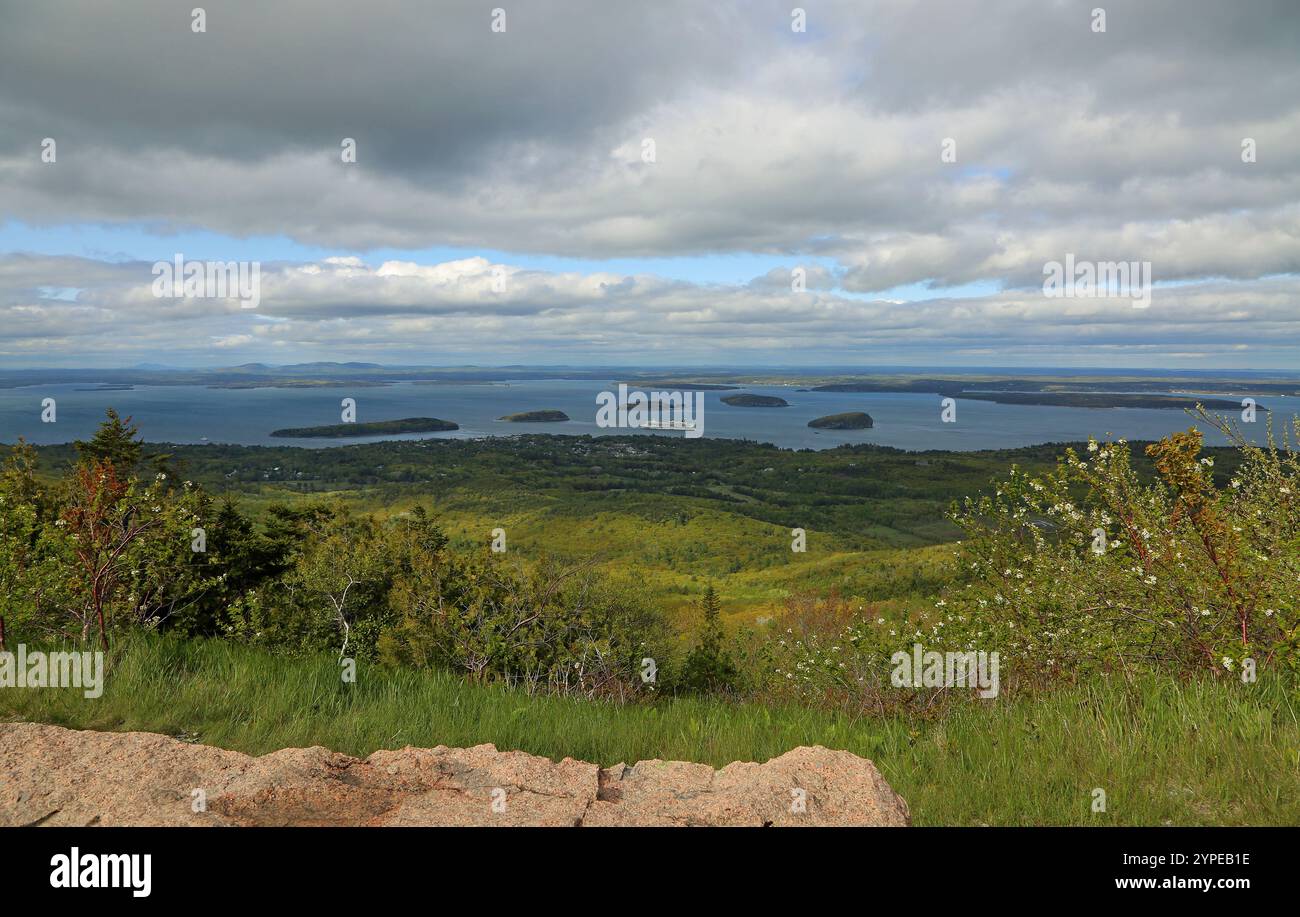 Panorama from Cadillac Mountain - Acadia national Park, Maine Stock ...