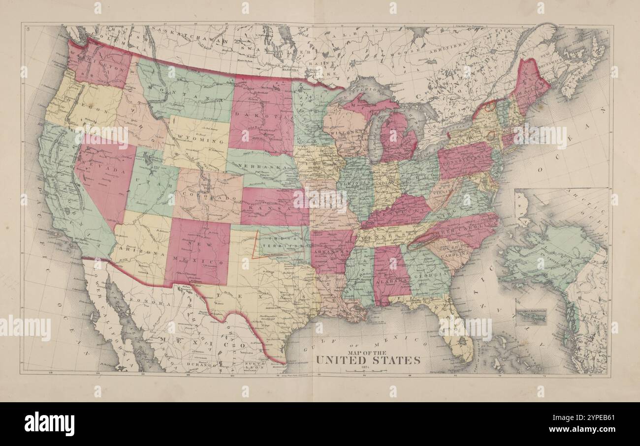 Map of the United States 1875 Stock Photo - Alamy